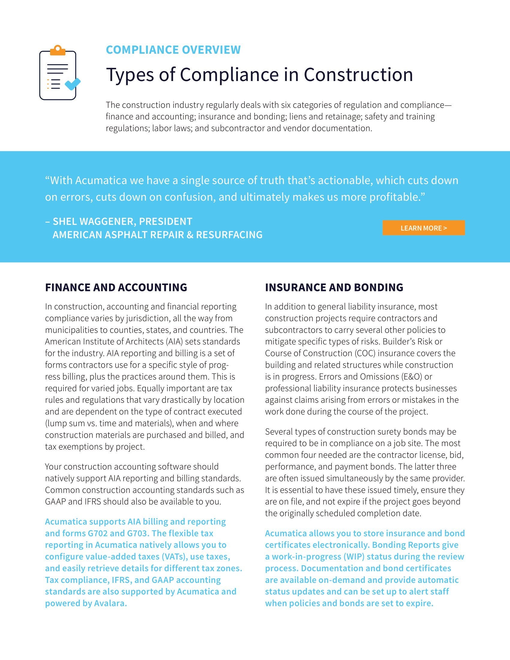 Support Construction Compliance with Modern ERP | Acumatica Cloud ERP
