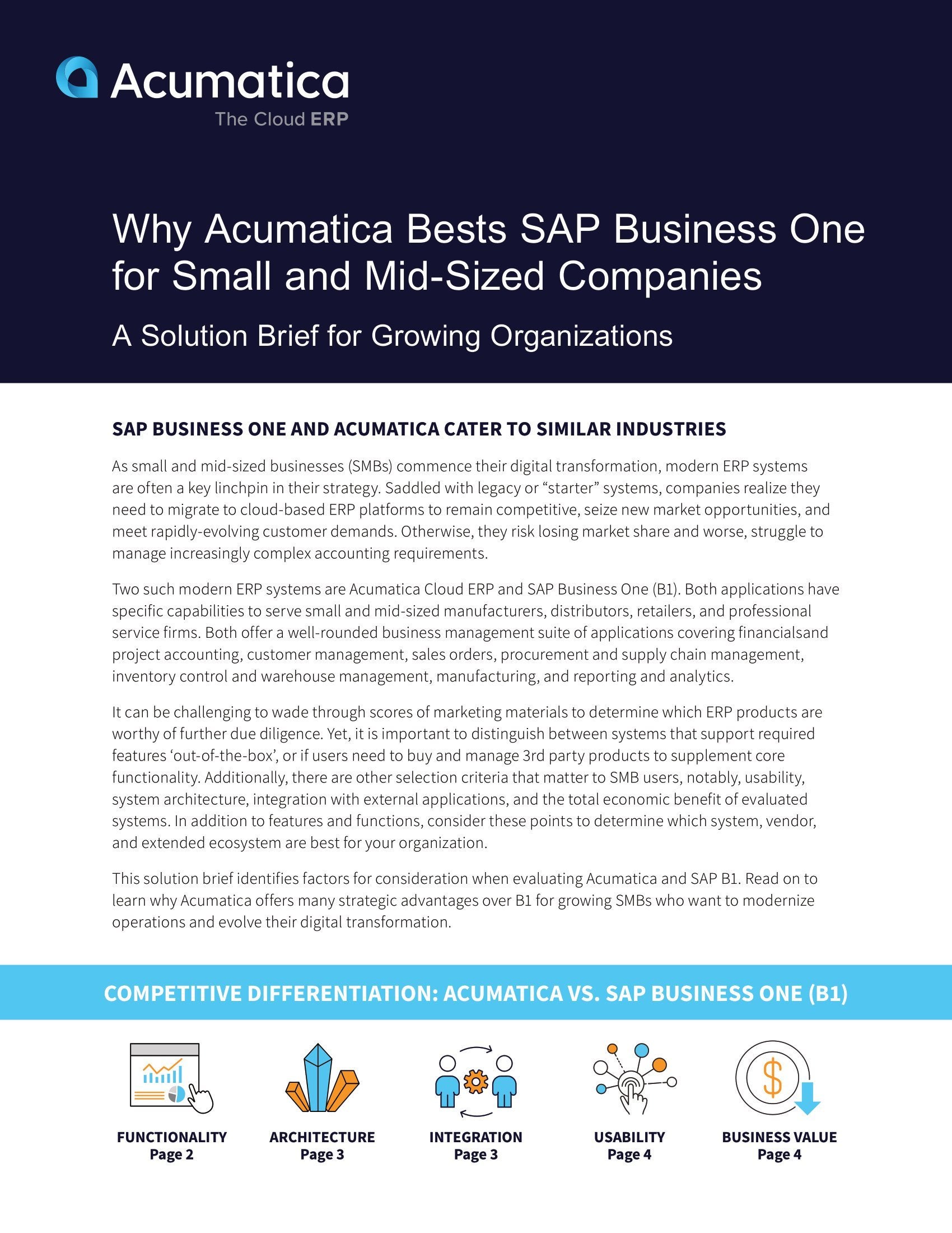 Compare Acumatica vs. SAP Business One | Acumatica Cloud ERP